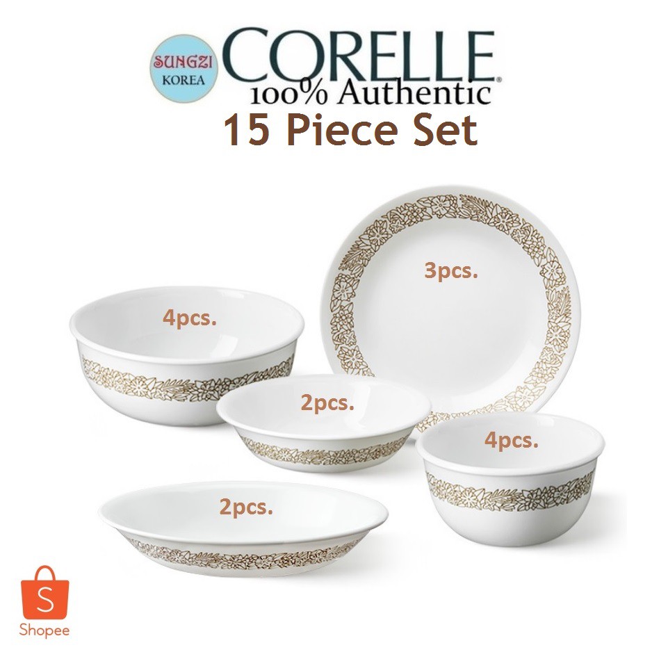 CORELLE Dinnerware 15 Piece Set (Woodland Brown) | Shopee Philippines