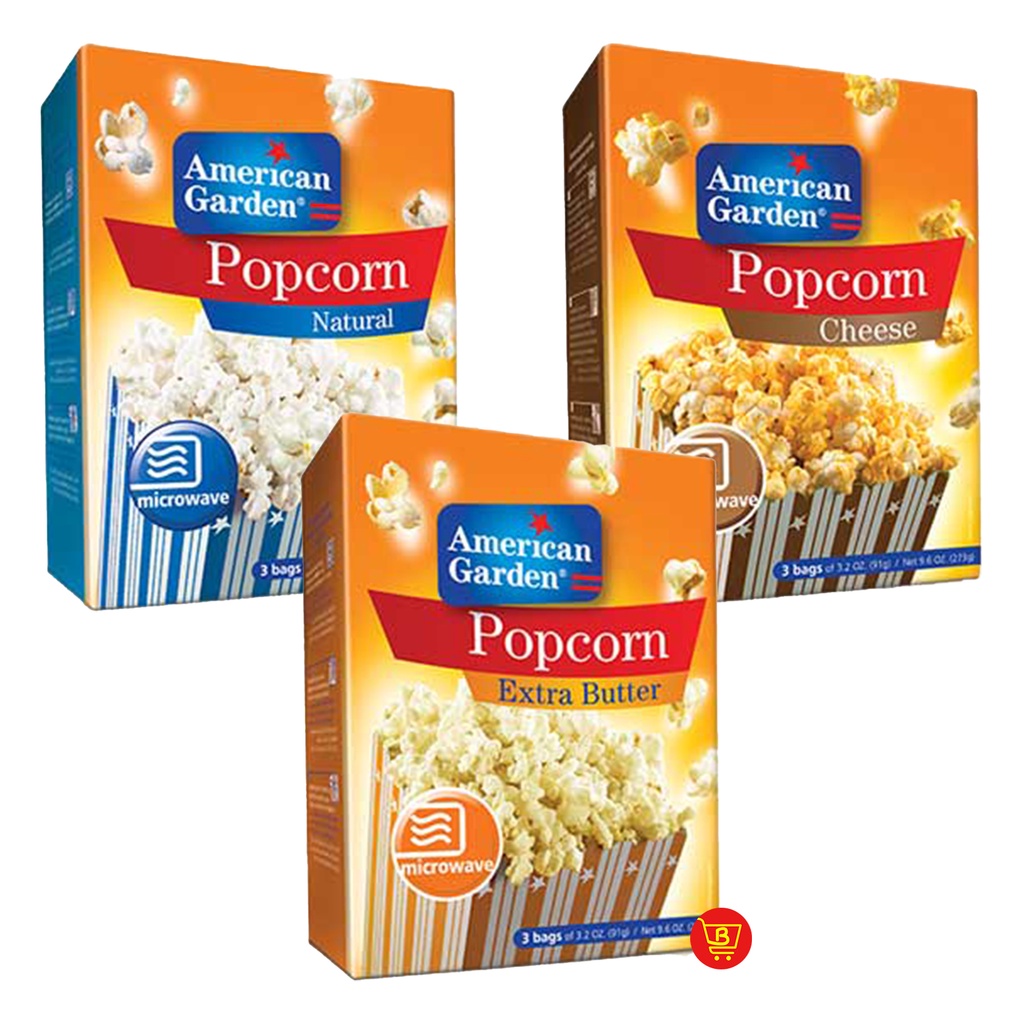 American Garden Popcorn, 3 bags (Natural, Cheese, Extra Butter ...