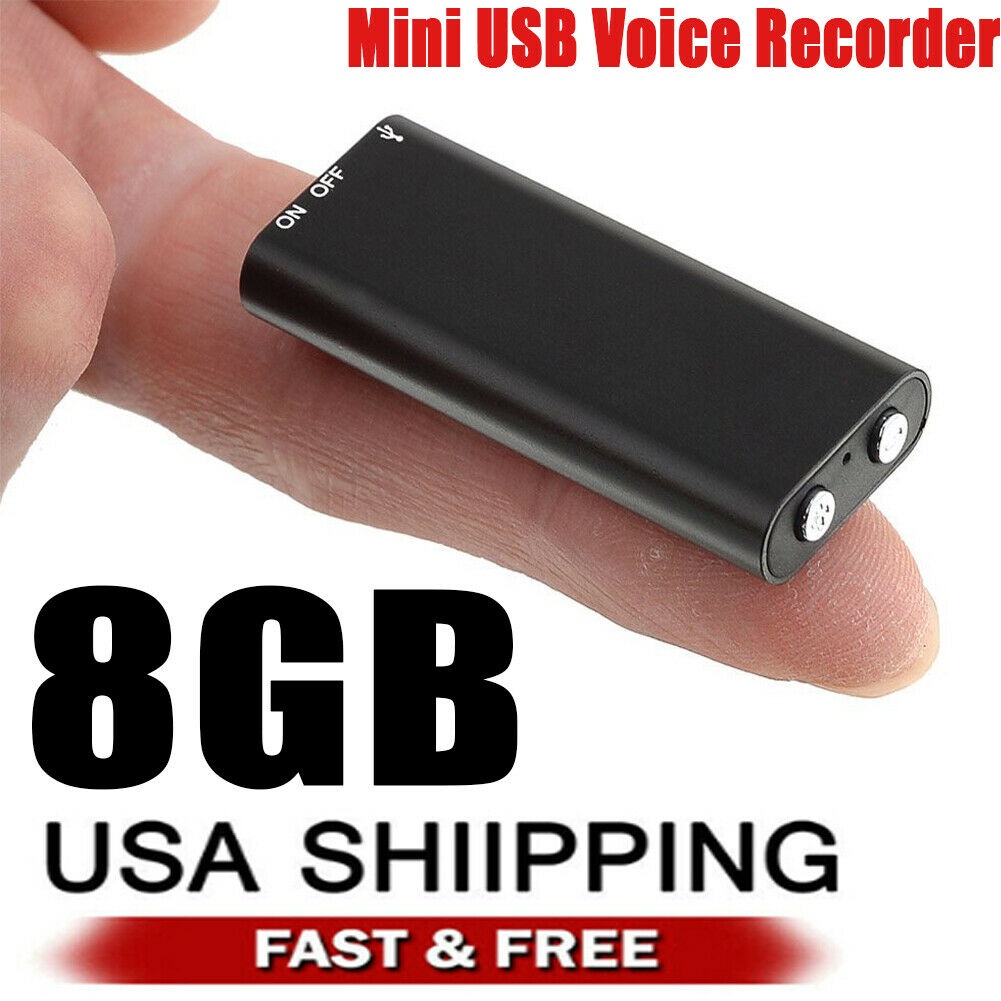 Mini Spy Audio Recorder Voice Listening Device 96 Hours 8GB Bug ...