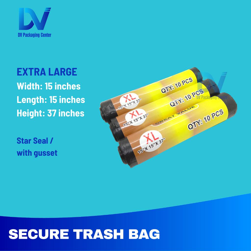 Secure Trash Bag - Black (1 Roll x 10pcs) | Shopee Philippines