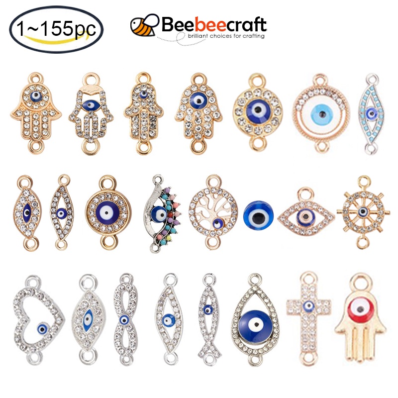 1-155pcs Evil Eye Connectors Charms Pendants Alloy Rhinestone Enamel ...