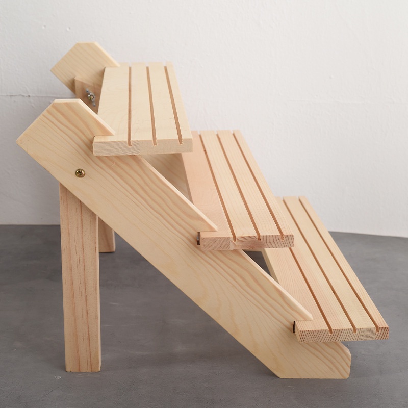 4-layer ladder display storage rack indoor and outdoor solid wood plant ...