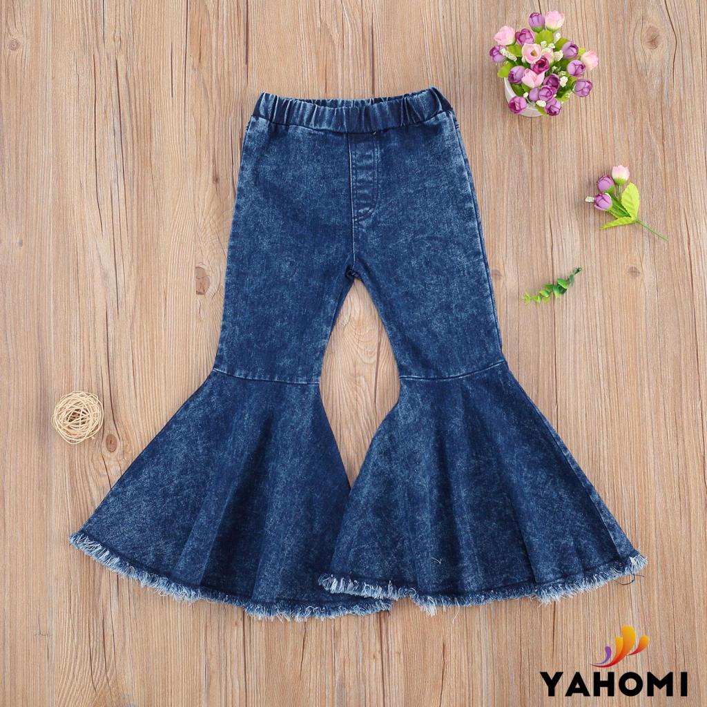 ZXT-Baby Girl Casual Flare Pants Toddler Bell Denim Ripped Denim Jeans ...