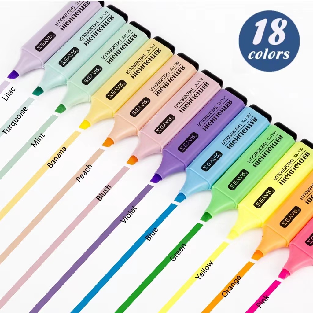 18 Colors Highlighter Pen Pastel Morandi Bright Color Ink Highlighter ...