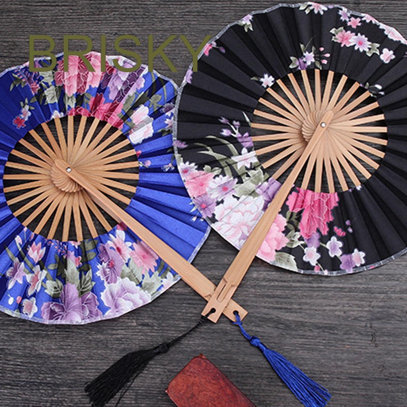 BRISKY Japanese Sakura Flower Hand Fan Pocket Folding Hand Round Fan ...