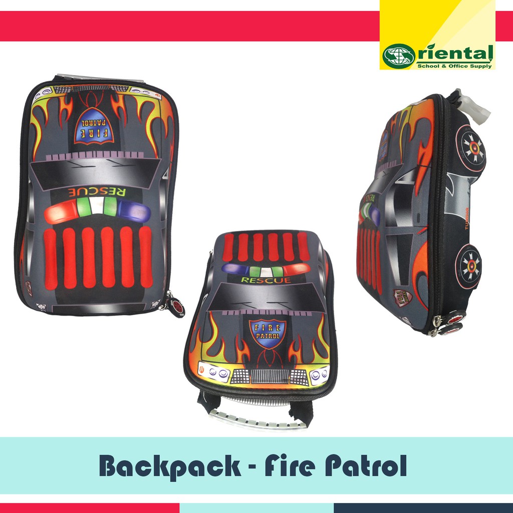 Big Car Shaped Backpack Bag Kiddy Embossed Fire Patrol car Big Backpack ...