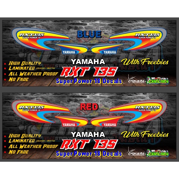 Yamaha RXT 135 Super Power 18 Stock Decals / Stickers with freebies ...