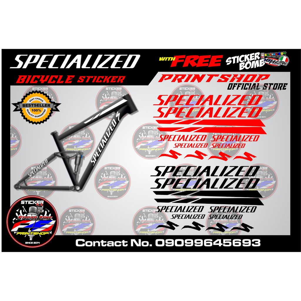SPECIALIZED Mountain Bike cut-out Vinyl Sticker Decal for and Road ...