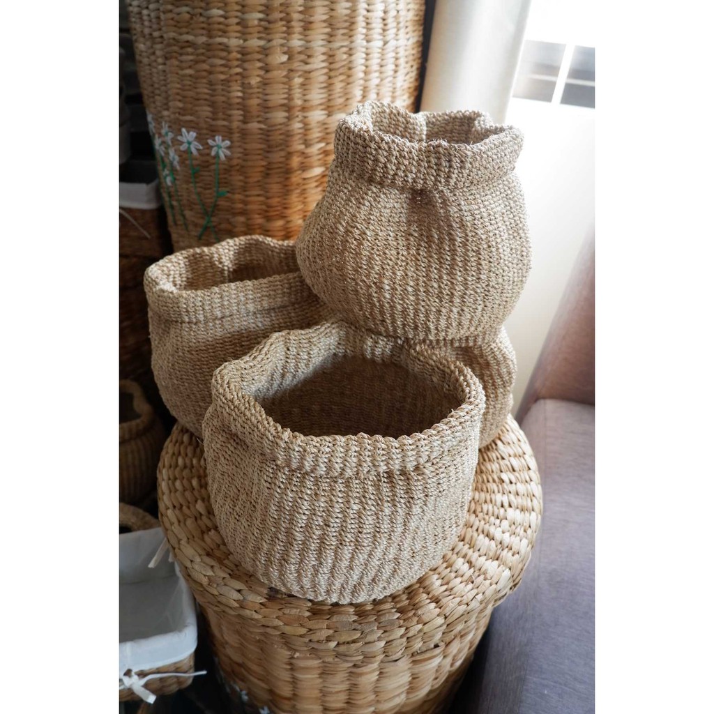 Round Abaca basket / bag / planter | Shopee Philippines