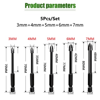 5Pcs/Set Universal Drill Bit Set for Metal Wood Tile Concrete Glass 3 ...