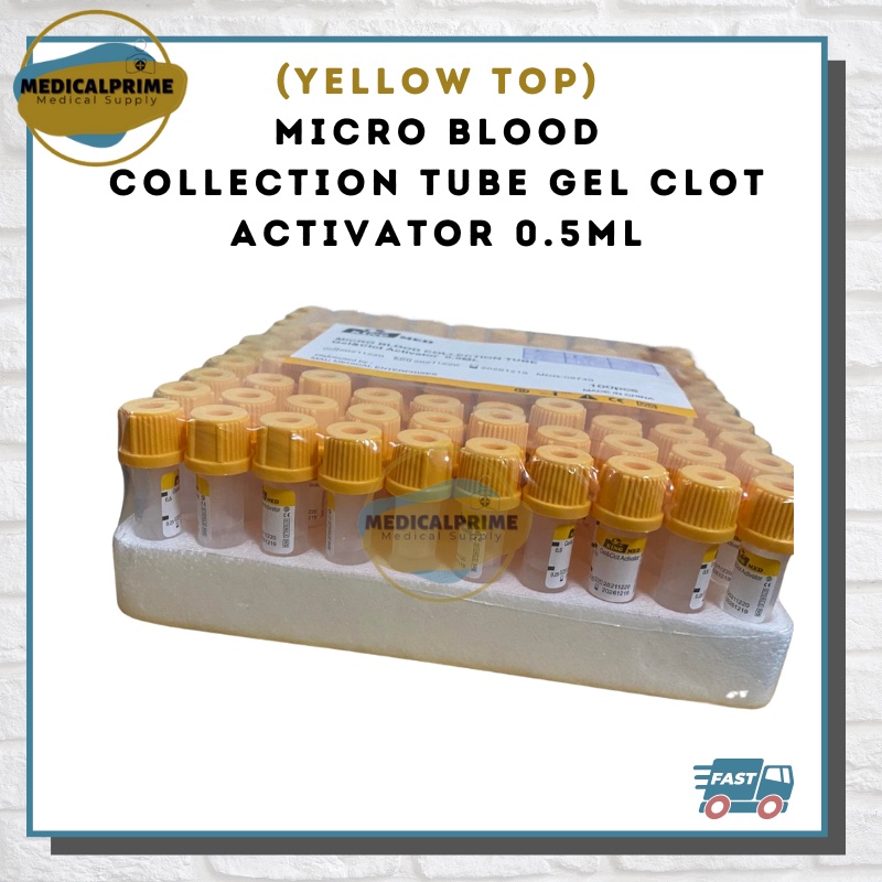 Blood Collection Tube Micro Gel & Clot Activator 0.5ML Yellow Top ...
