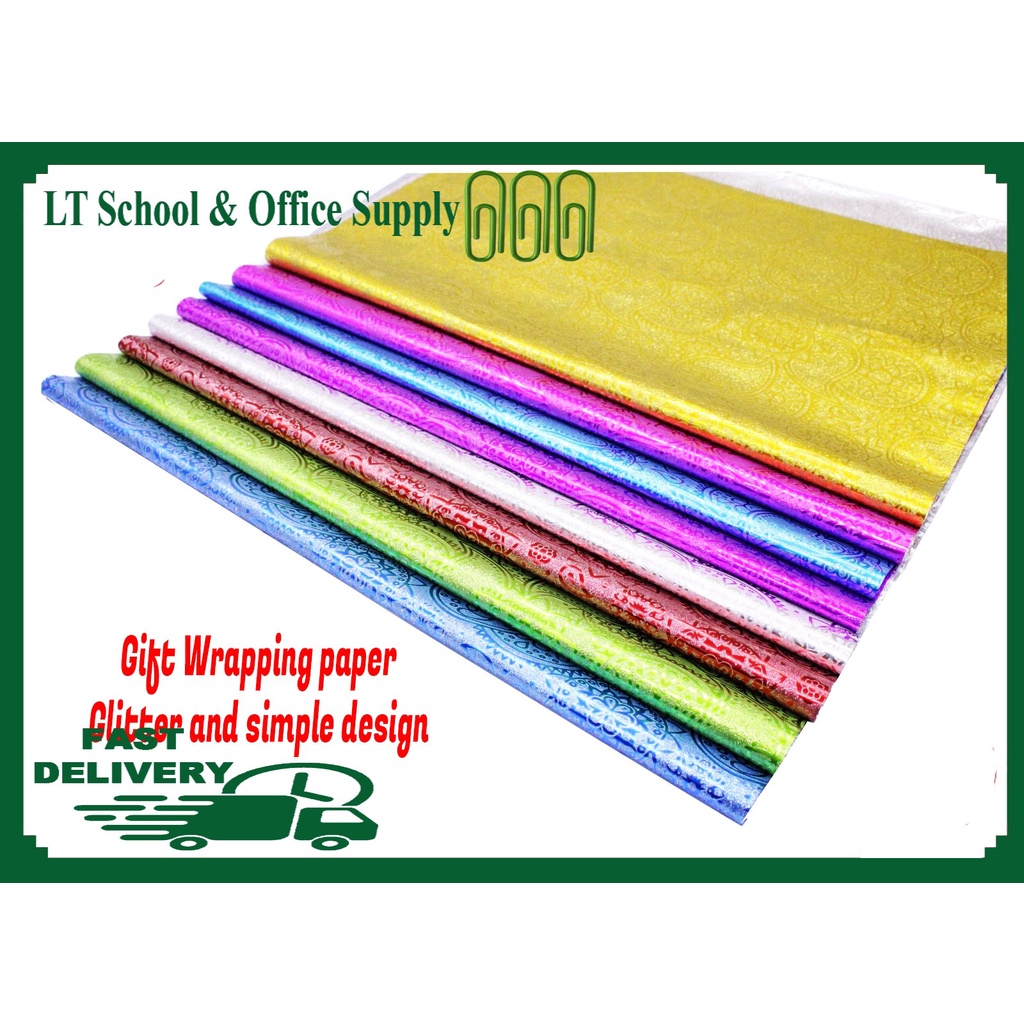 5 sheets Gift wrapping paper / gift wrap lazer design with glitter ...