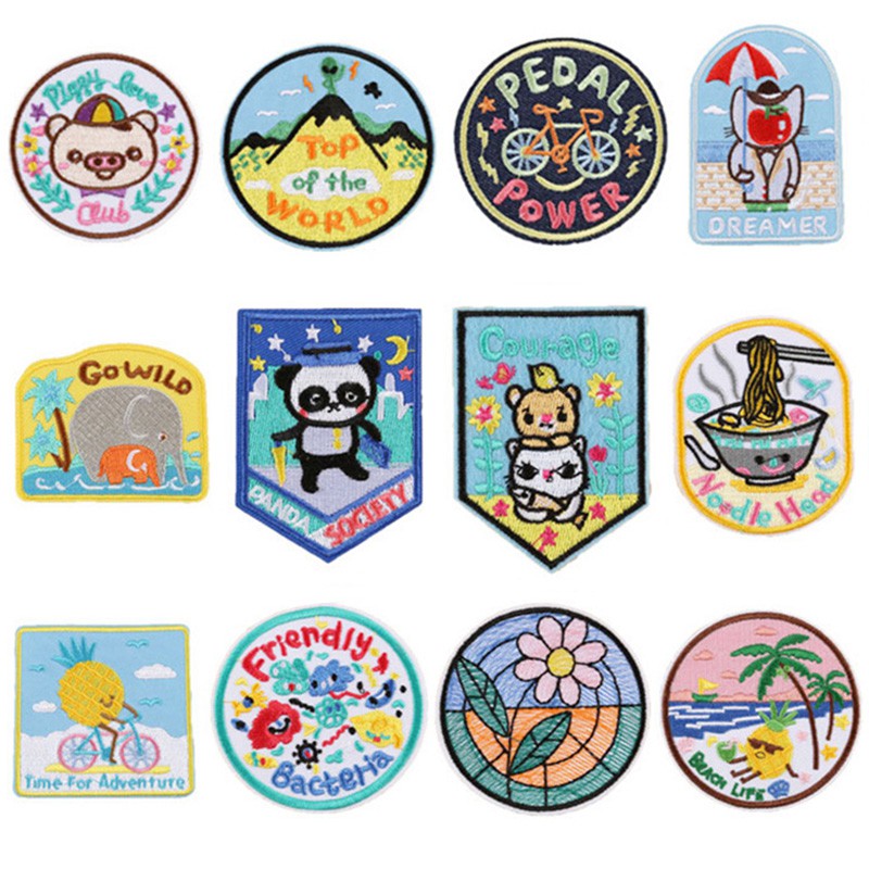 Cartoon Embroidered Patches Iron on DIY Badges Fabric patche | Shopee ...