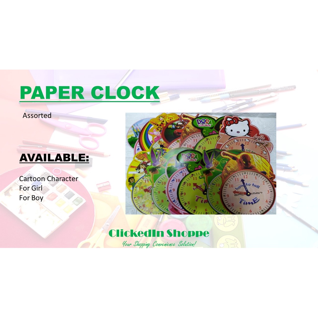 Paper Clock for Kids Cartoon Character Design | Shopee Philippines