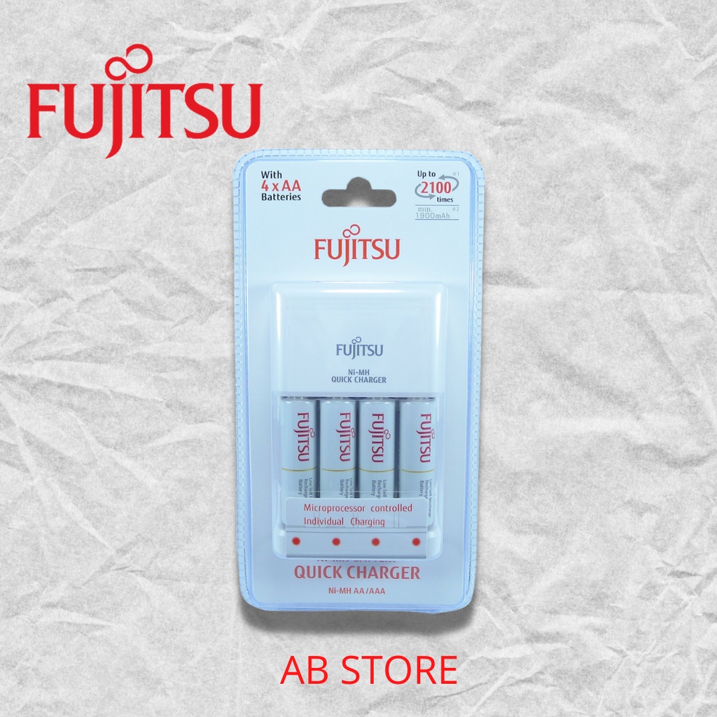 Fujitsu Quick Charger with 4pcs AA Fujitsu White | Shopee Philippines