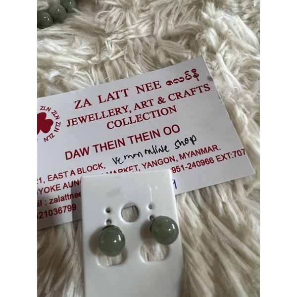 COD Jadeite Stones Earrings jade from Myanmar 7-8 mm size | Shopee ...