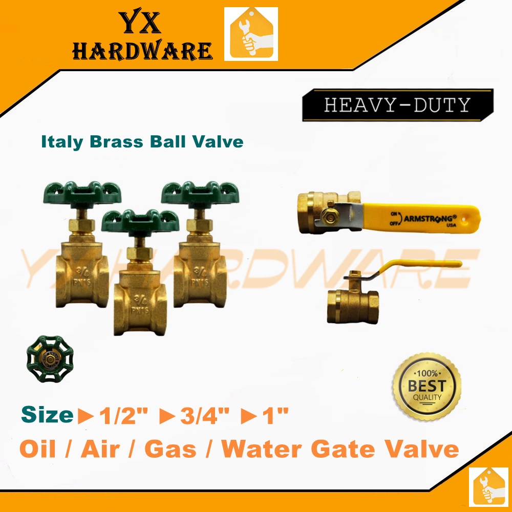 Brass Italy Gate Valve Heavy Duty Copper Water Switch Ball Valve Oil ...