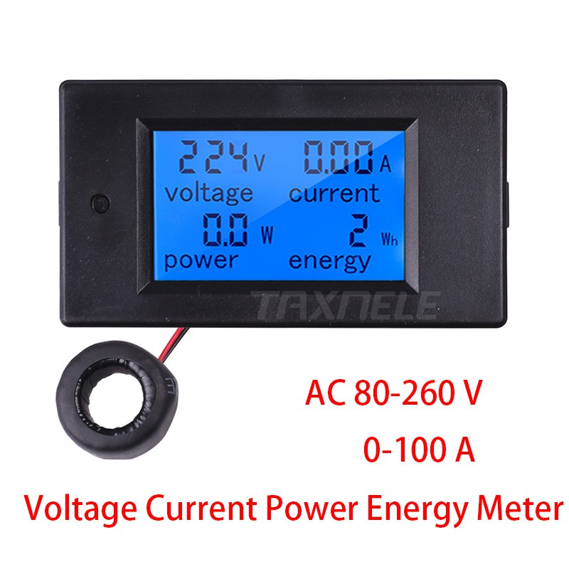AC 80-360V 100A 20A Digital LCD Voltage Current Power Energy Meter Voltmeter Ammeter Wattmeter ...