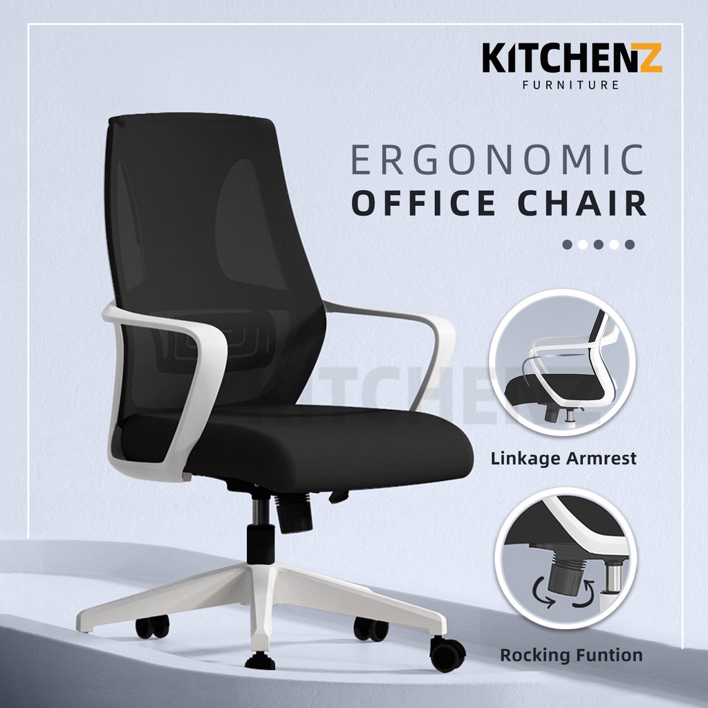 【New product】(Self-assembly) Homez Mesh Office Chair with Ergonomic ...