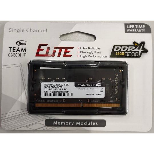 Team Elite 16GB DDR4 CL22-22 PC3200 1.2V Sodimm for Laptop | Shopee Philippines