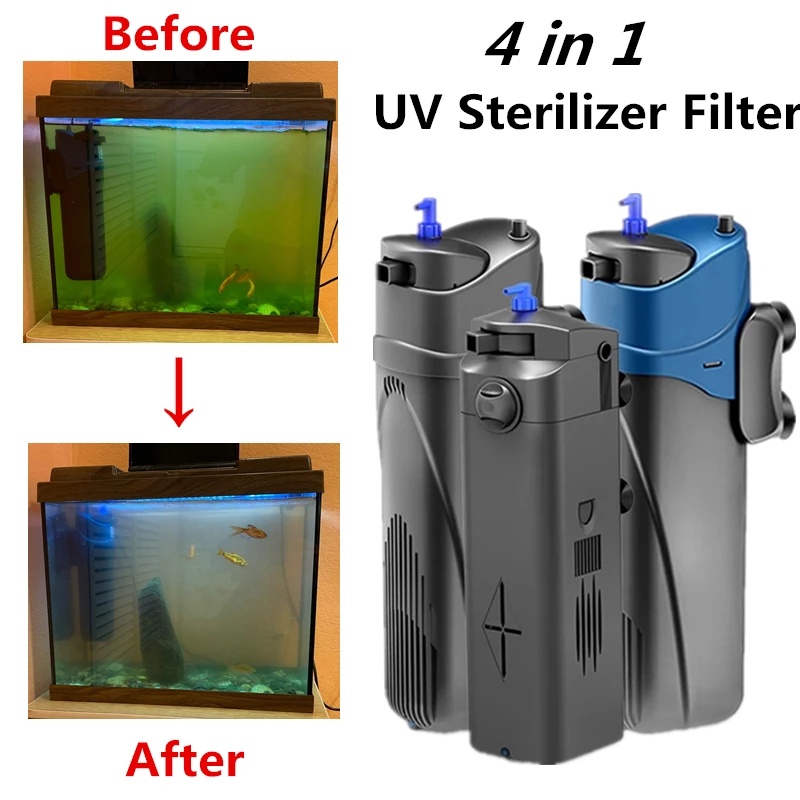 220V Aquarium UV Sterilizer Lamp Filter Pump Fish Tank Internal Filter UV Sterilization Algae ...
