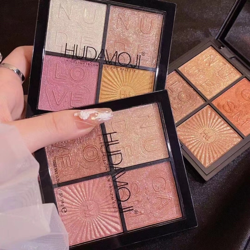 4 Colors Bright Bronzing Highlighter Powder Palette Shimmer Base ...