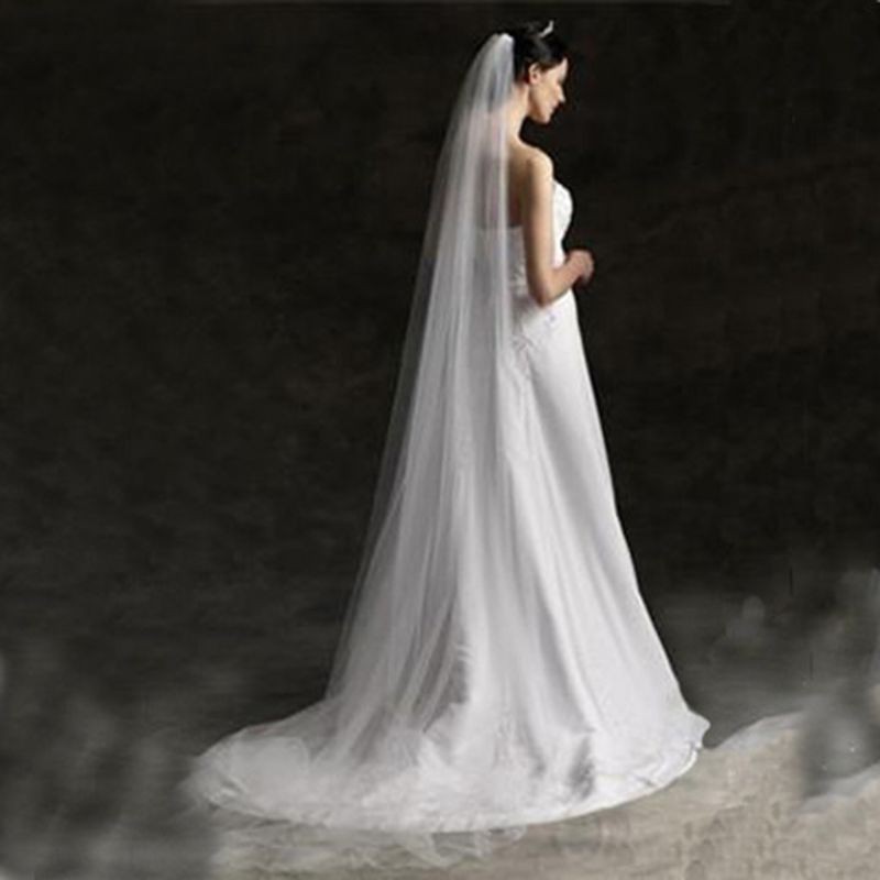 INN* 3M/5M Single Layer Women White Trailing Long Wedding Veil ...