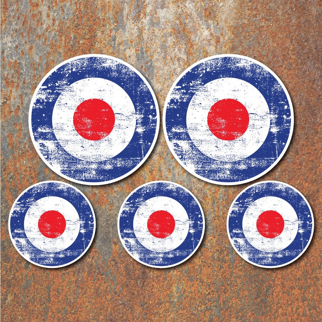 1Set SCOOTER MOD RAF ROUNDEL AGED GRUNGE LOOK Laminated Sticker Set ...