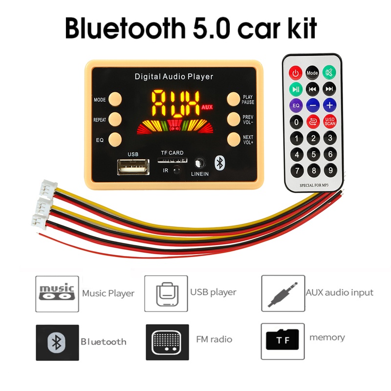 DC 5V 12V MP3 Decoder Board Bluetooth Car Kit USB MP3 Player Support ...