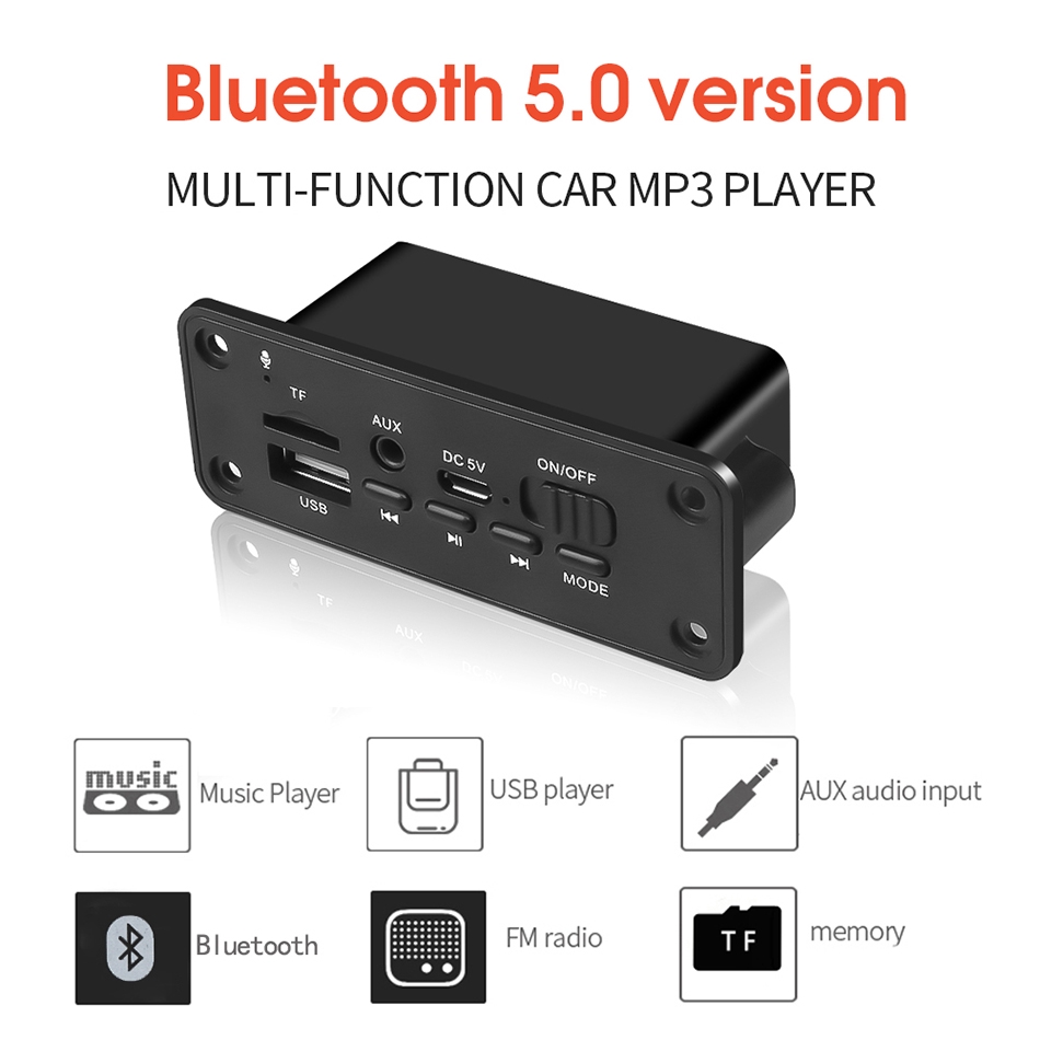 Mini 5V Bluetooth MP3 Decoder Board Amplifier MP3 Player Car Kit FM ...