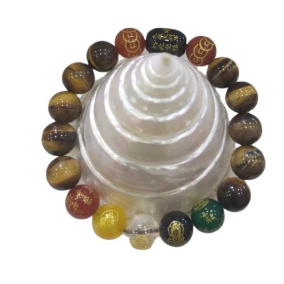 Tiger Eye with 5 Wealth Dzambala Beads (Blessed and Cleansed) | Shopee ...