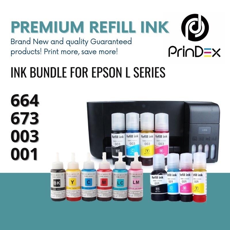 ☼♠Ink Set! Lahat Colors Compatible Refill Ink 003 001 664 673 Ink Set ...