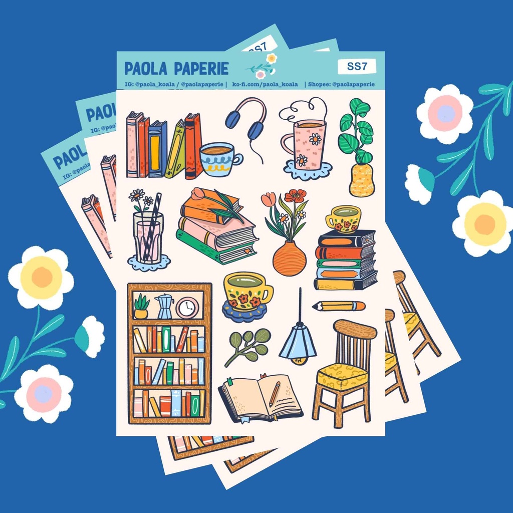 SS7: Cafe Library Reading | Sticker sheet for planner, journal ...