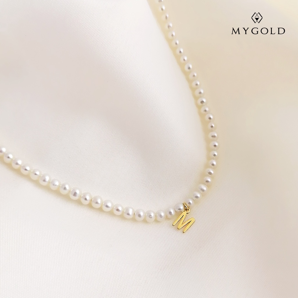 MyGold Pawnable and Authentic 14K Italian Gold Pearl Strand w/ Initial ...