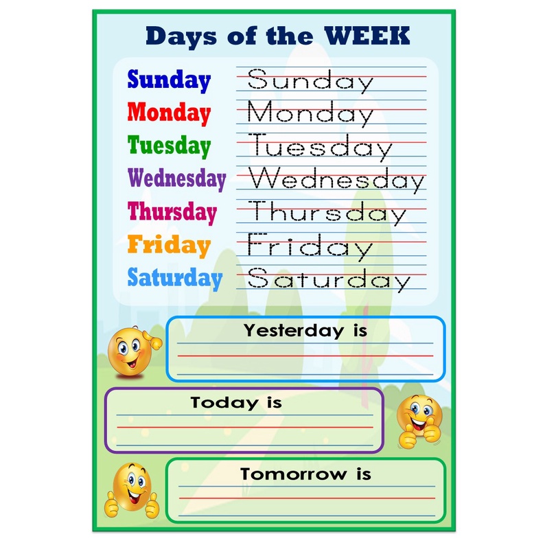 Laminated A4 Chart: Days of The Week/ Mga Araw sa Isang Linggo (English ...