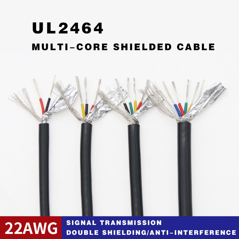 UL2464 22AWG multi-core shielded wire 2-10 cores, double-layer shielded wire, for mechanical use ...