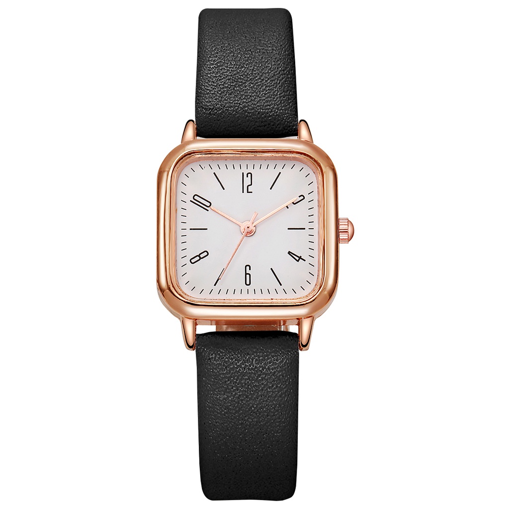 Fashion Square Women Watches Casual Leather Band Quartz Watch | Shopee ...