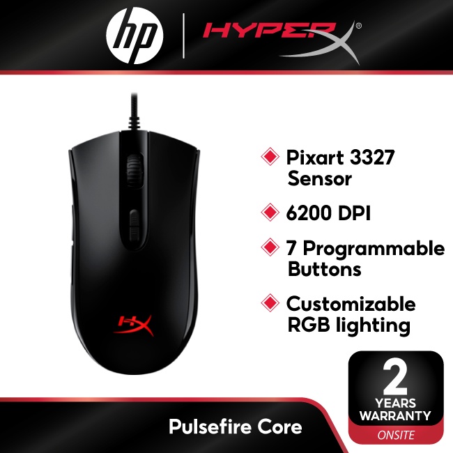 HyperX Pulsefire Core Gaming Mouse Pixart 3327 Sensor 6200 DPI 7 ...