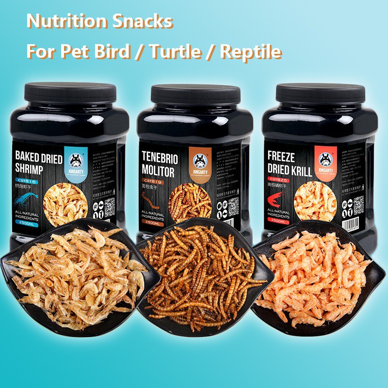 Pet Bird Turtle Nutrition Snacks Freeze Dried Mealworm Krill Shrimp ...