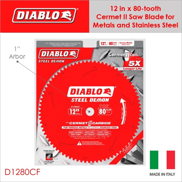 Diablo 12-inch x 80-tooth Cermet II Saw Blade for Ferrous Metals and ...