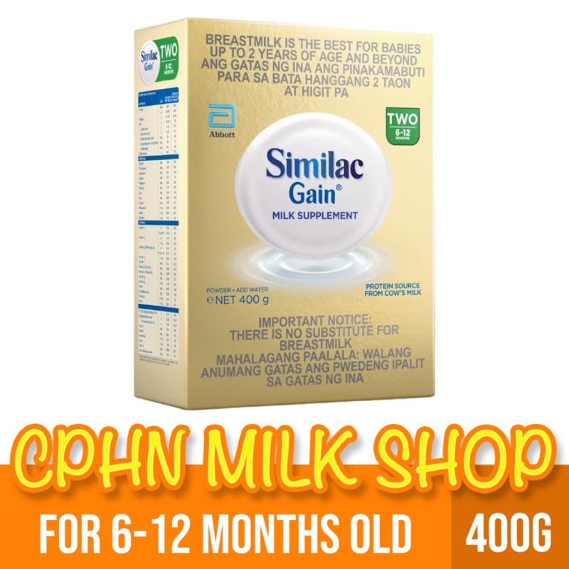 Similac Gain 400g for 6-12 Months Old Infant Formula | Shopee Philippines