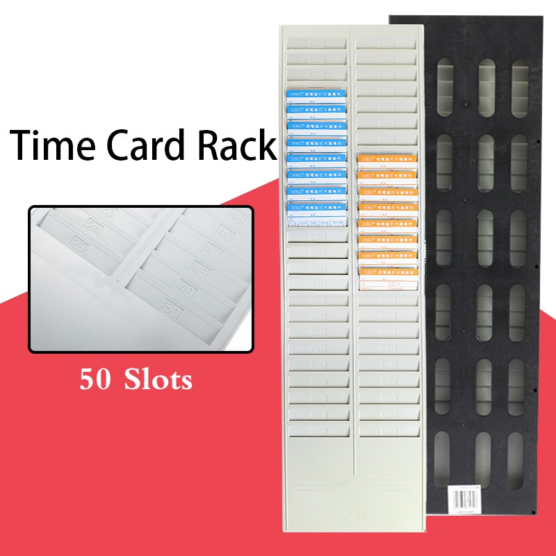 50 pockets Time Card Rack Holder Wall Mount Attendance Recorder Punch ...