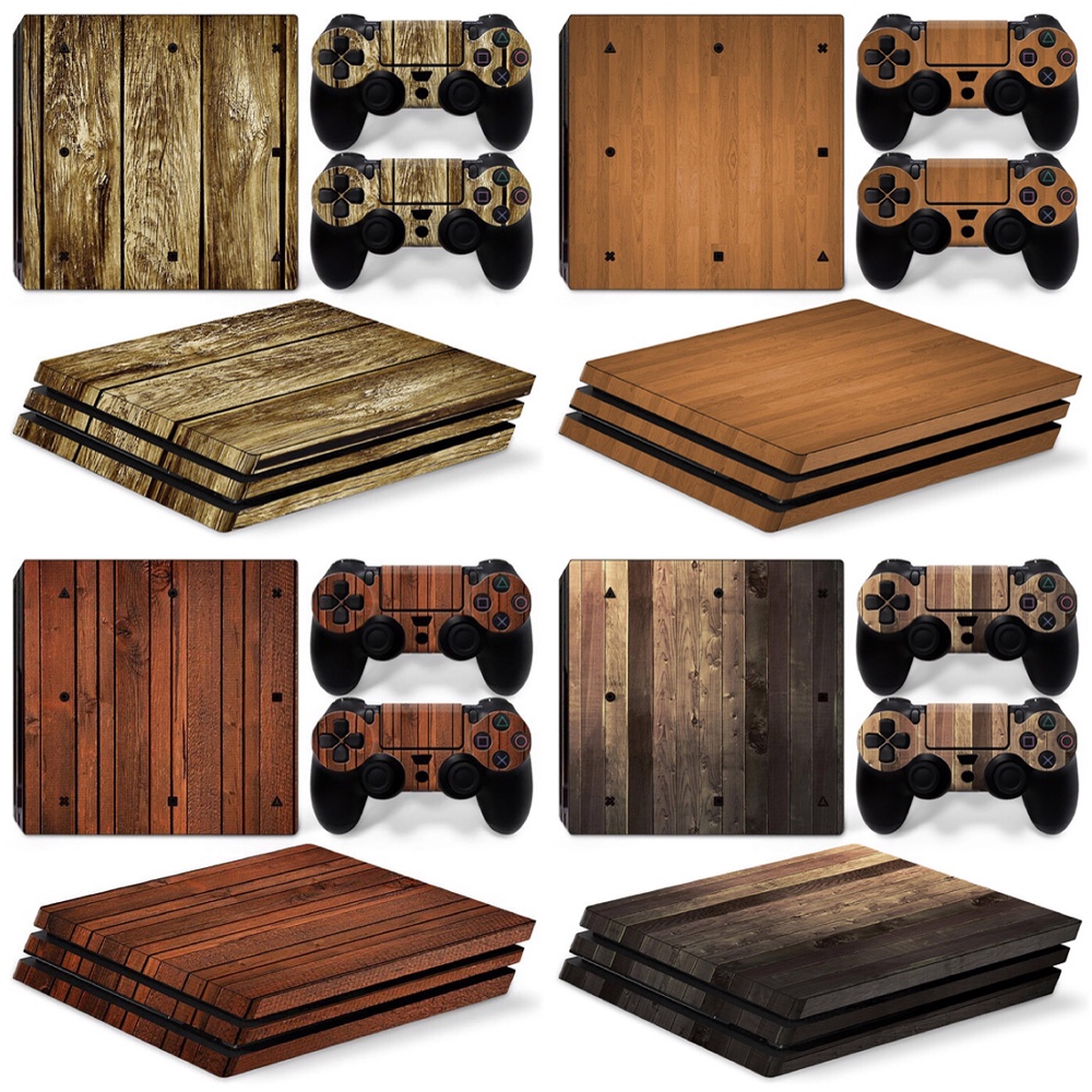 Wood design For PS4 PRO Console and Controllers stickers For ps4 pro ...