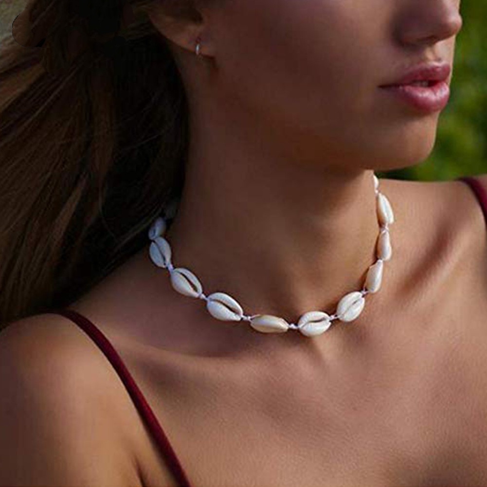 Cowrie Sea Shell Choker Necklace Natural Sea Women Collar Beads Beach ...