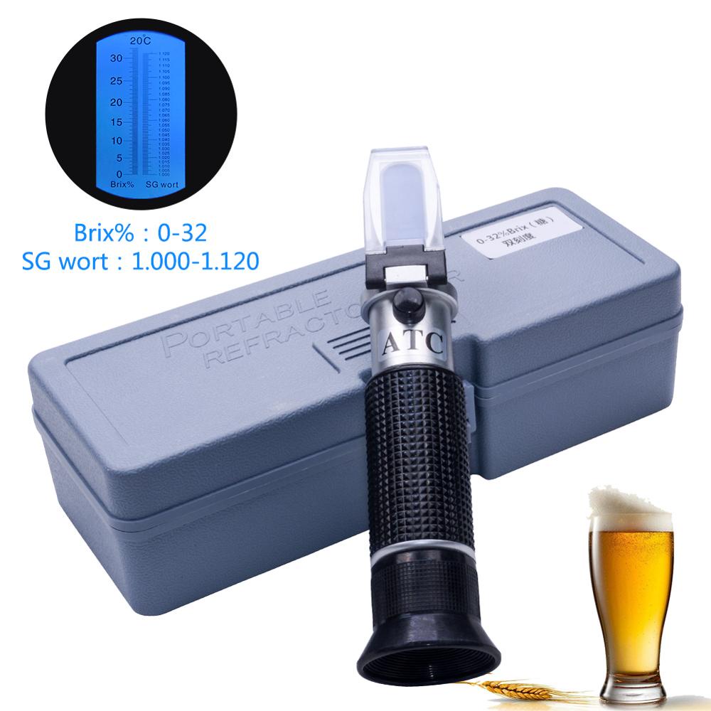 LBT BRIX REFRACTOMETER (0~32%) AND (1.000-1.120) SG BEER WORT Specific ...