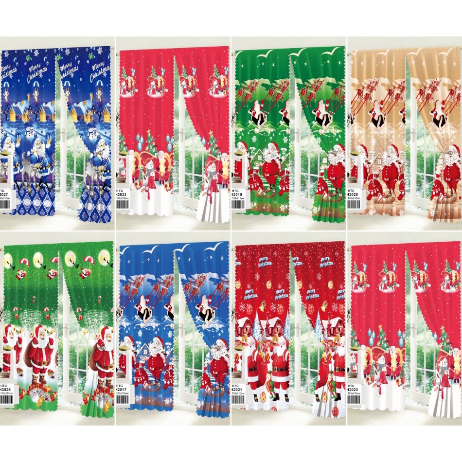 Kurtina Sale Christmas Decoration for Home Green Red Curtain Window ...