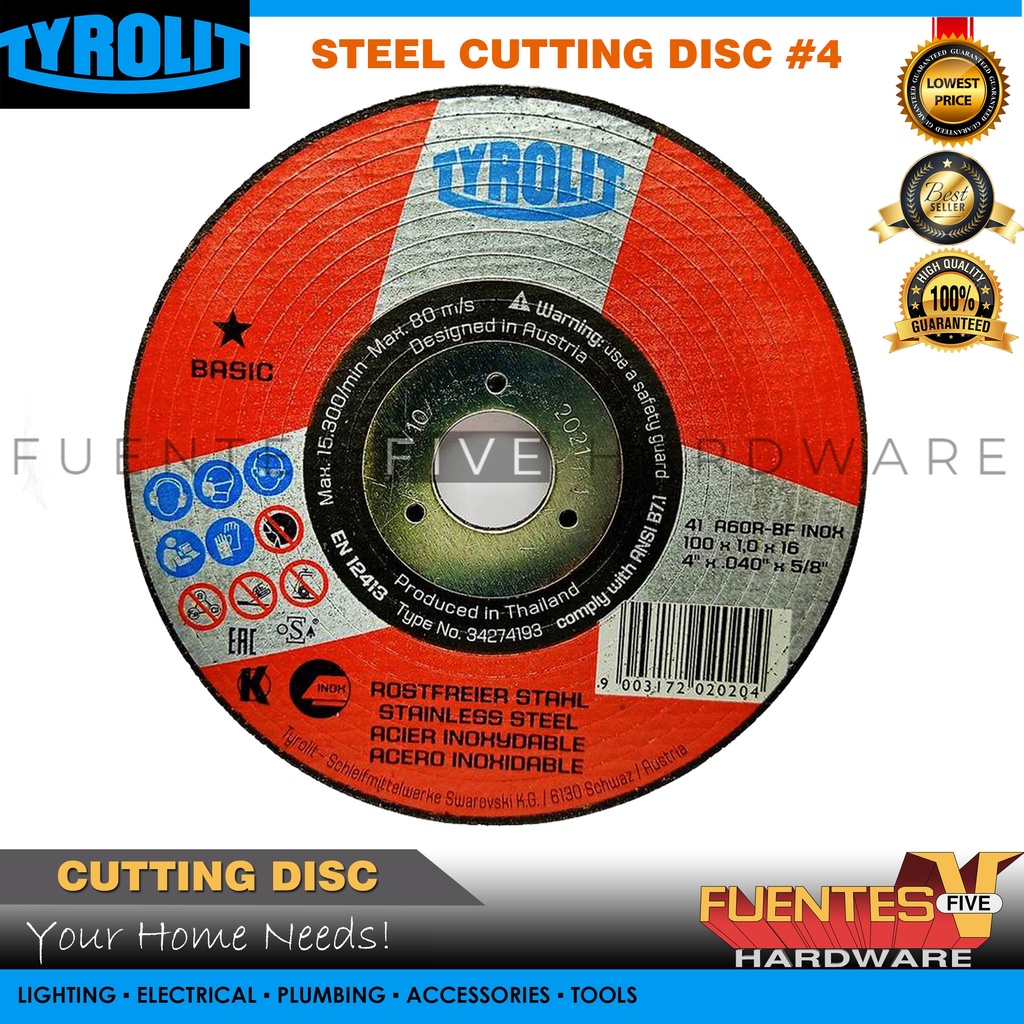 4" Tyrolit Cutting Disc 100mm Super Thin Stainless Metal Steel Per ...