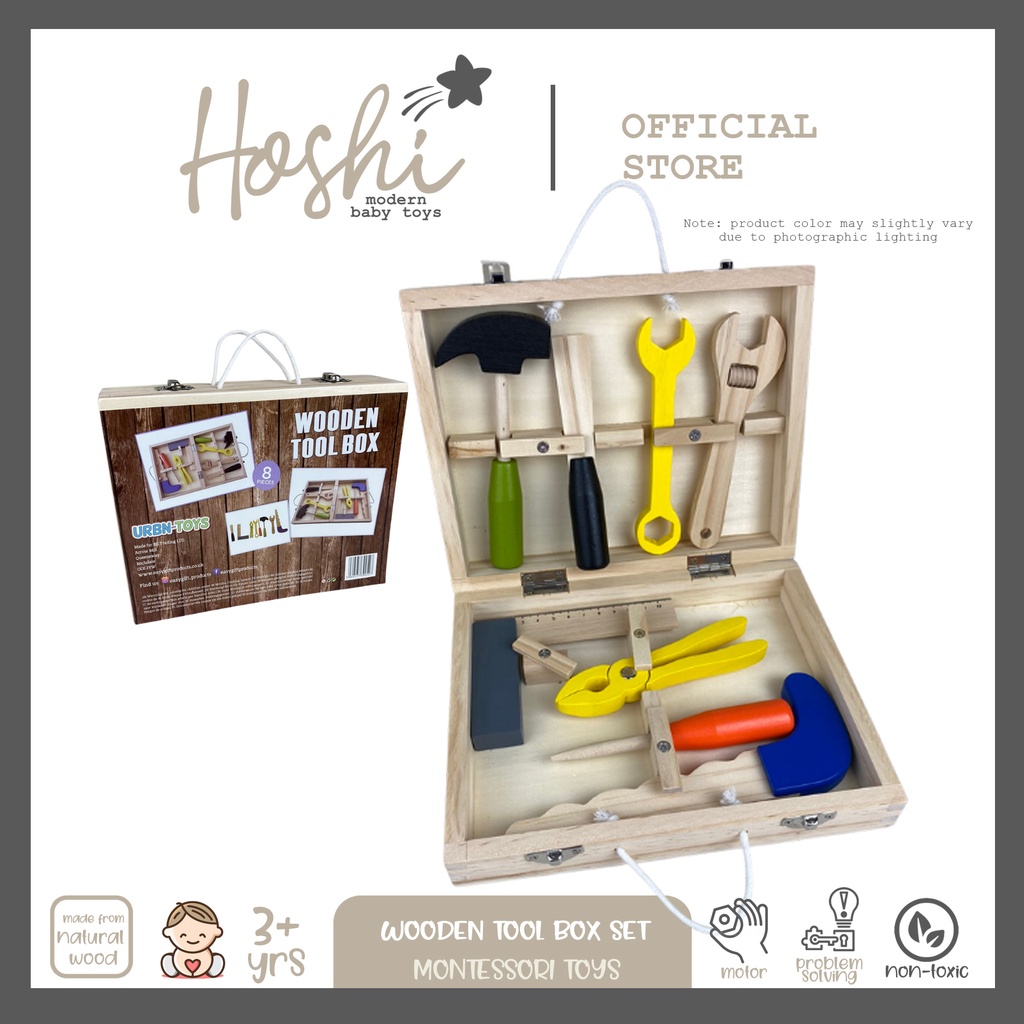 Hoshi Baby Wooden Tool Box Set Pretend Play Montessori Educational Baby ...
