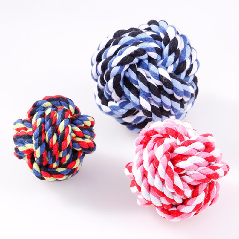 3-13pcs 6SIZES Pet Rope Ball Toy Dog Cotton Rope Knot Toy Knitting ...