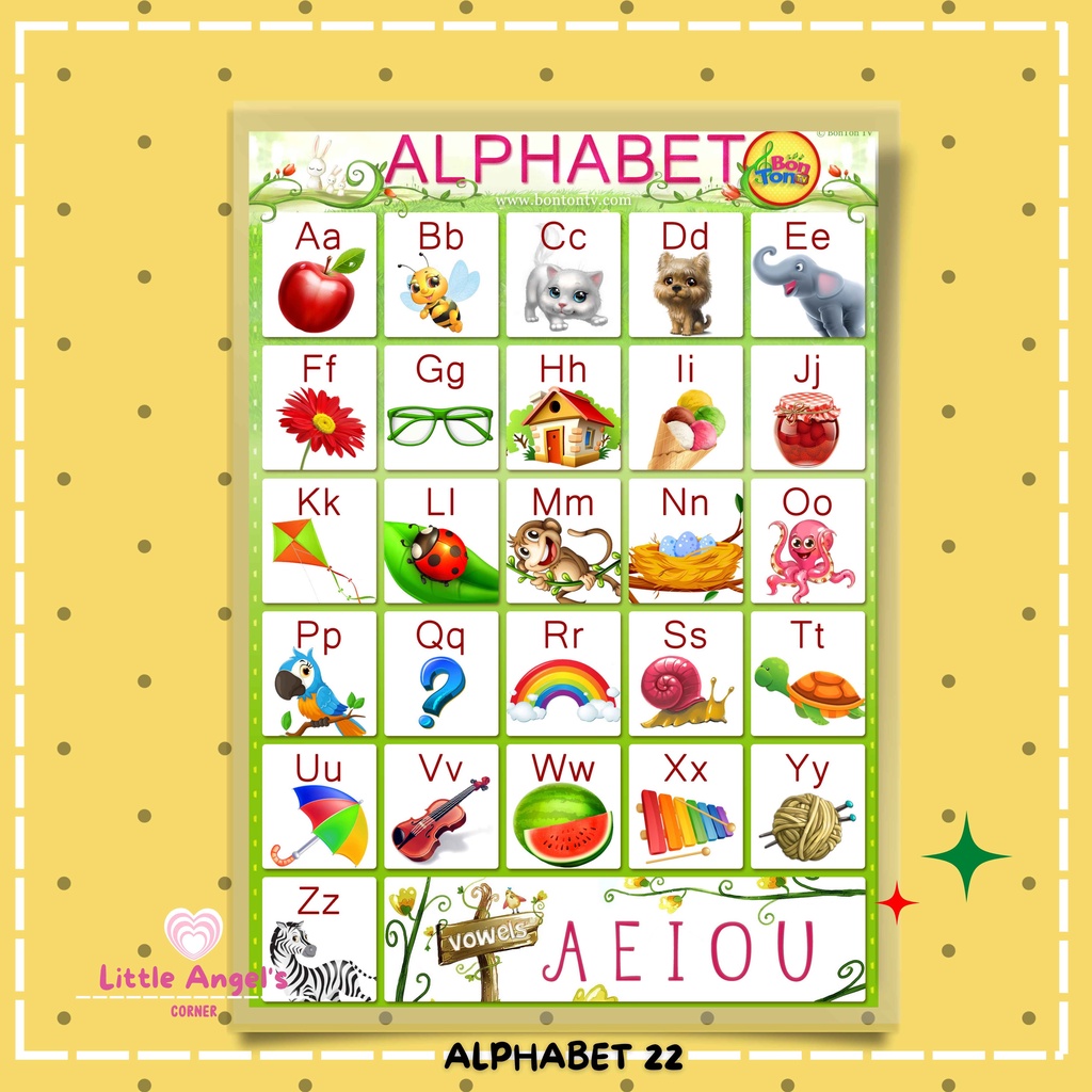 ALPHABET EDUCATIONAL CHARTS (A4 LAMINATED ) | Shopee Philippines
